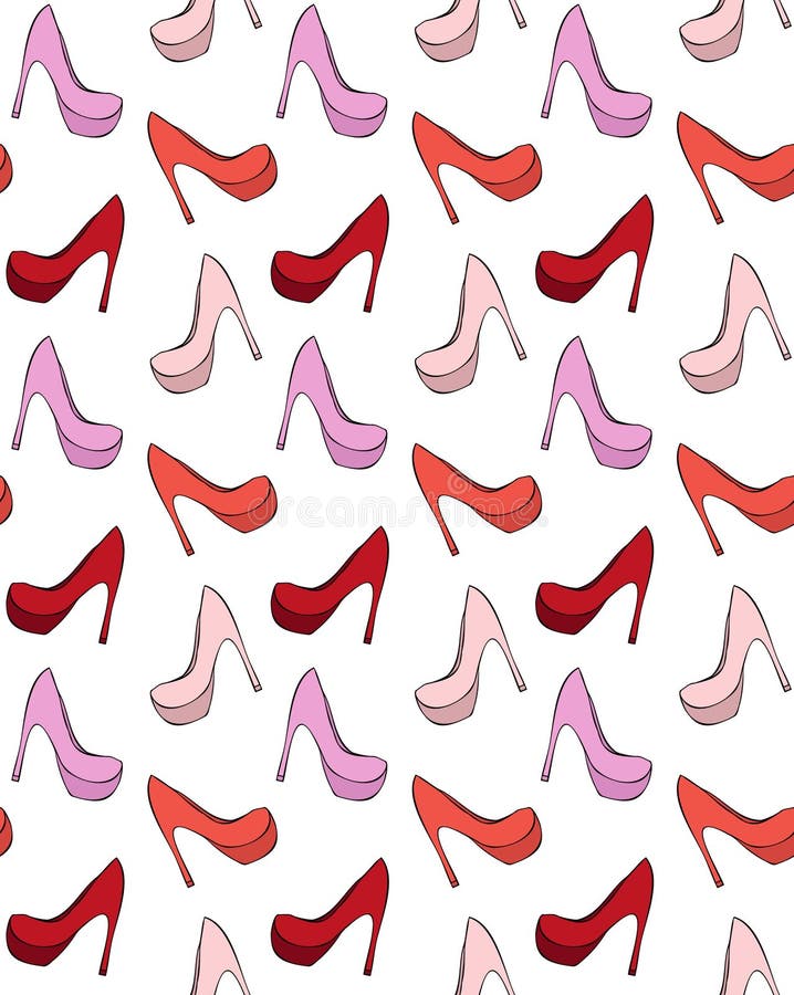 Vector Seamless Pattern of High Heel Shoes Stock Vector - Illustration ...