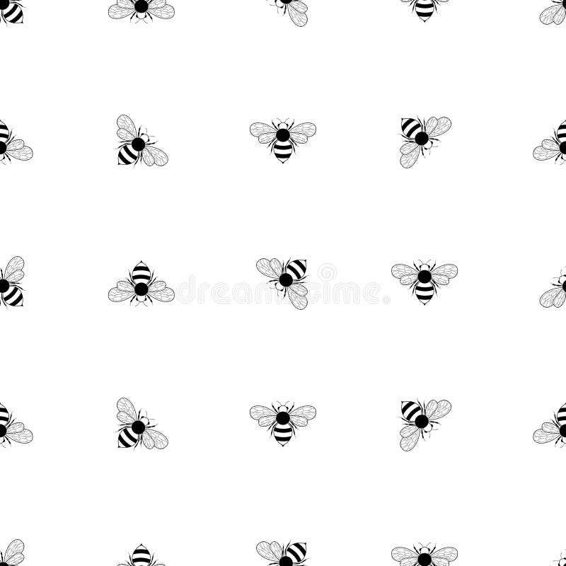 Vector Seamless Pattern with Honey Bee Stock Vector - Illustration of ...