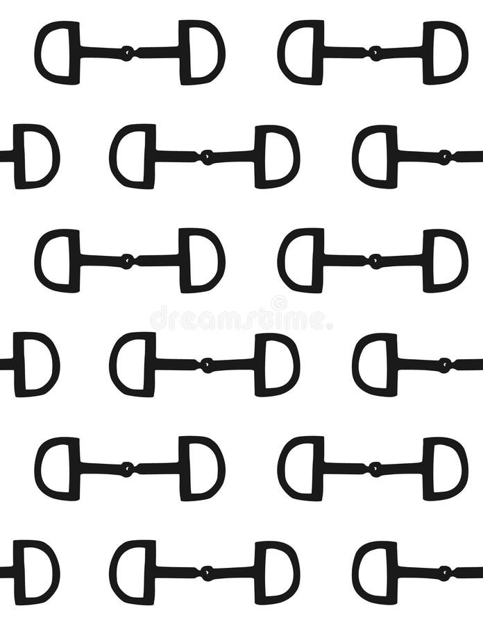 Vector Seamless Pattern of Horse Bit Silhouette Stock Illustration ...