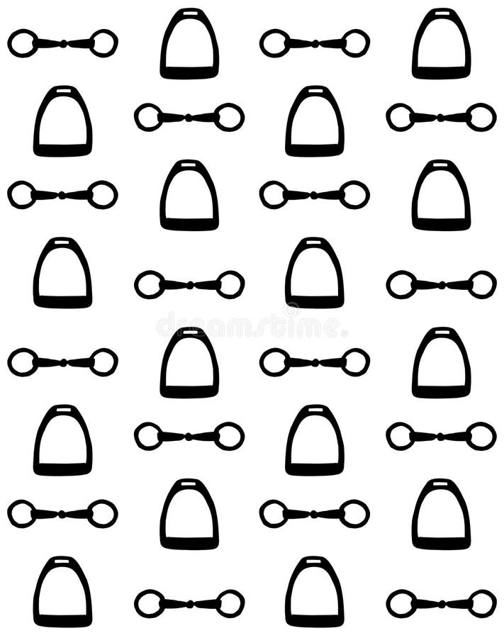 Vector Seamless Pattern of Horse Bit and Stirrup Stock Vector ...
