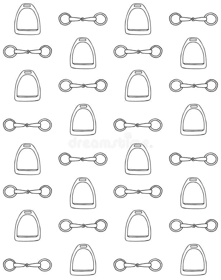 Vector Seamless Pattern of Horse Bit and Stirrup Stock Illustration ...