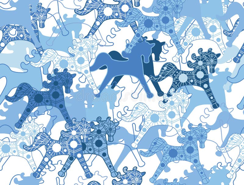 Vector Seamless Pattern of Horses. Stock Vector - Illustration of ...