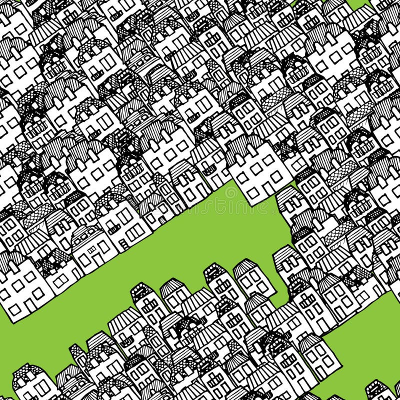 Vector Seamless Pattern - Houses and Real Estate Stock Vector ...