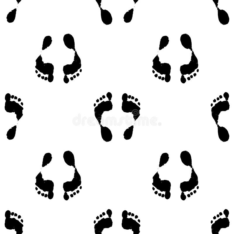 Vector Seamless Pattern of Human Footprints. a Pattern of Black ...