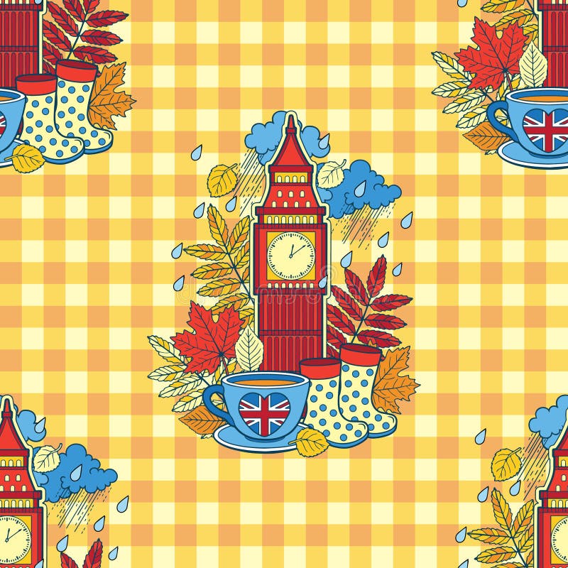 I Love London and Tea Time. Design for Background and Wallpaper Stock ...