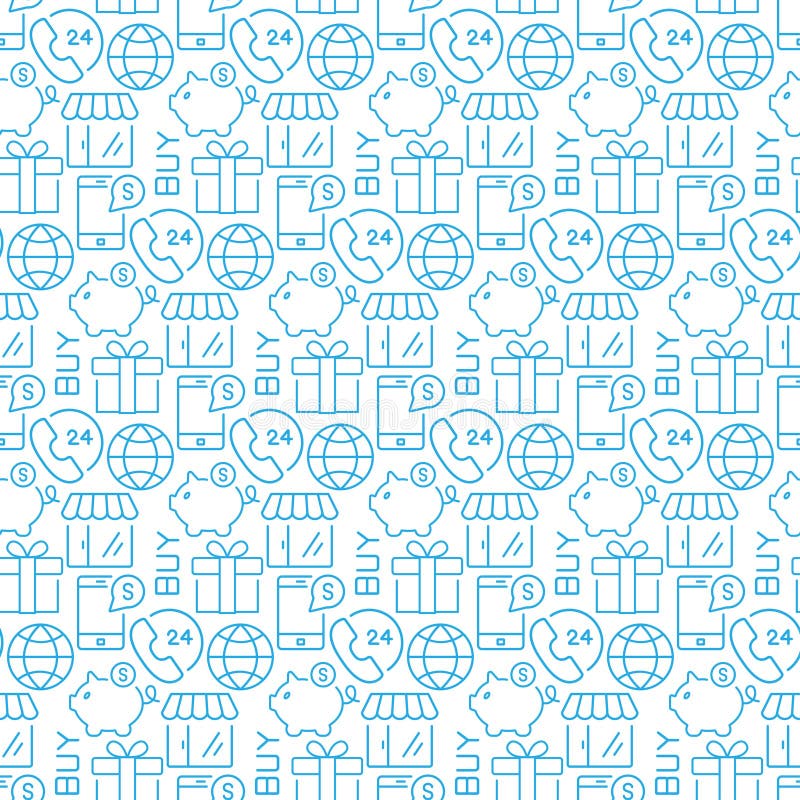 Vector Seamless Pattern with Icons of E- Commerce Items Stock Vector ...