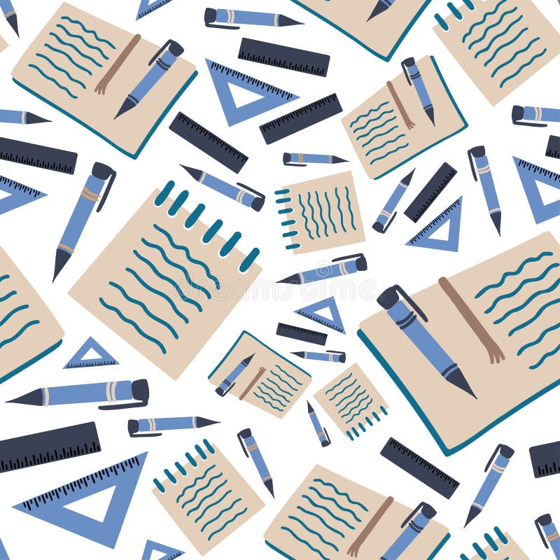 Vector Seamless Pattern Illustration Colorful Design of Study Supplies ...
