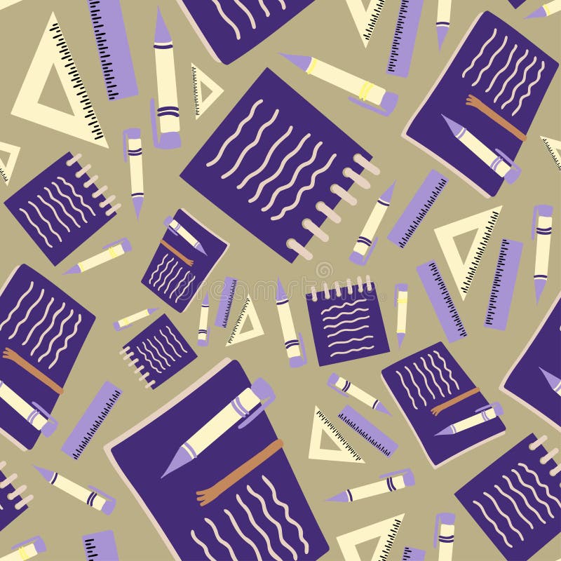 Vector Seamless Pattern Illustration Colorful Design of Study Supplies ...