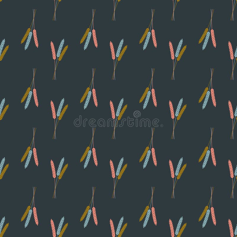Vector Seamless Pattern Illustration Ears of Wheat. Grunge Seamless ...