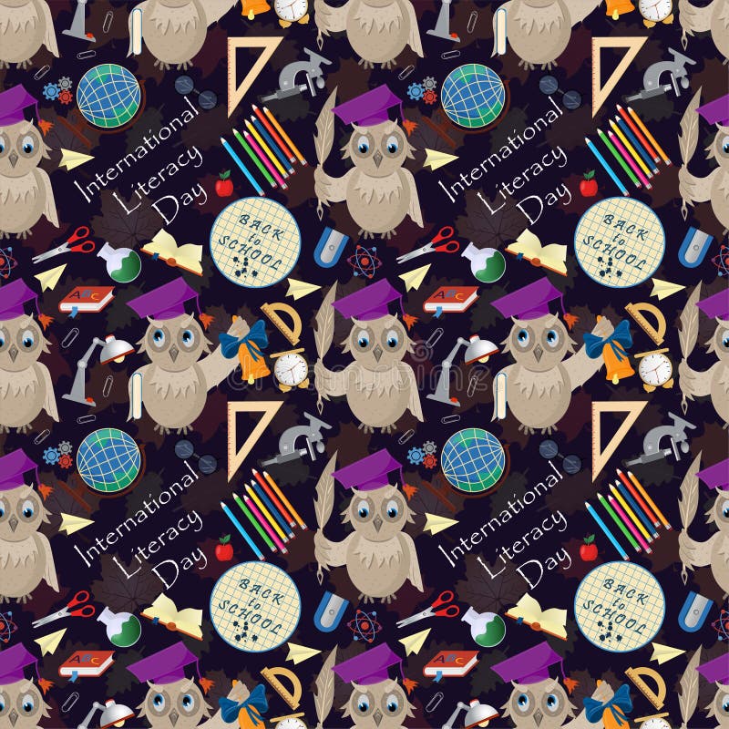 Seamless Pattern_5_illustration on School Theme, International Literacy ...