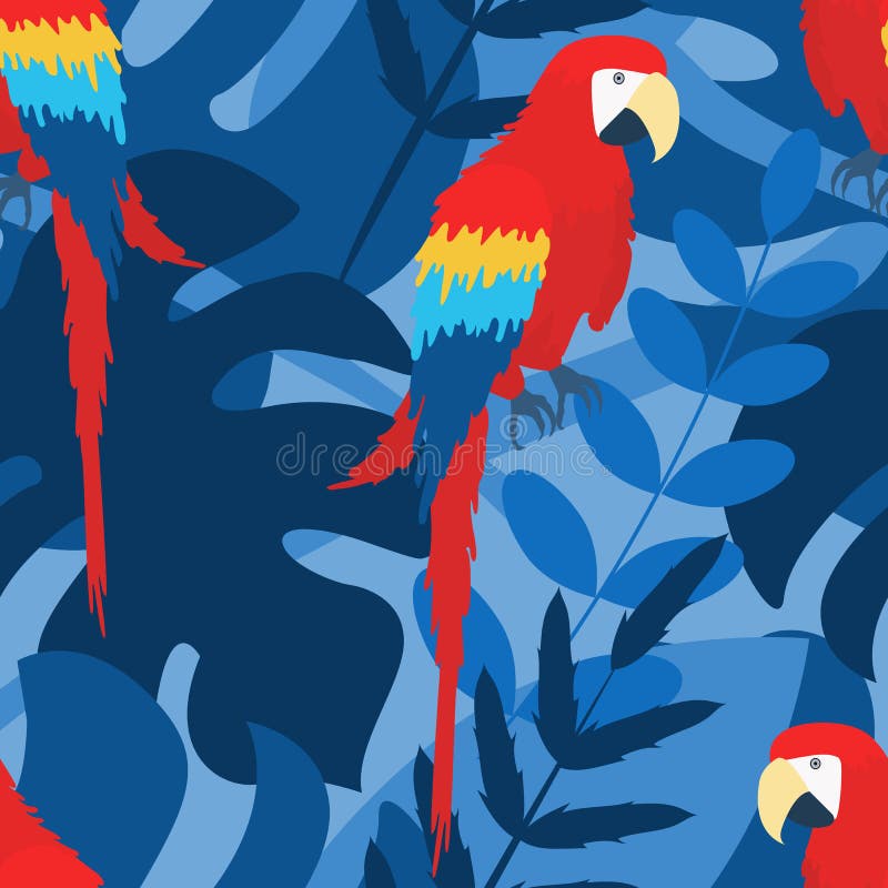 Blue Macaw Seamless Pattern Stock Illustrations – 526 Blue Macaw ...