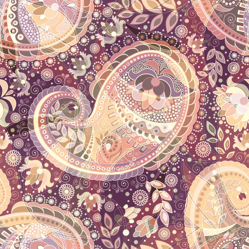 Vector Seamless Pattern Indian Floral Backdrop Paisley Fashion Style