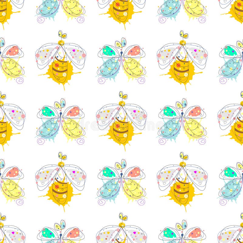 Vector Seamless Pattern with Insect. Stock Vector - Illustration of ...