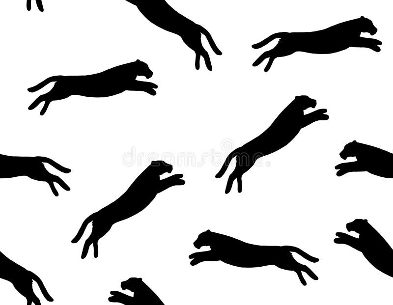 Vector Seamless Pattern of Jump Tiger Silhouette Stock Vector ...