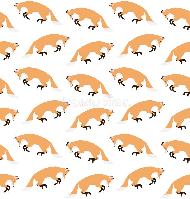 Vector Seamless Pattern of Jumping Fox Stock Vector - Illustration of ...