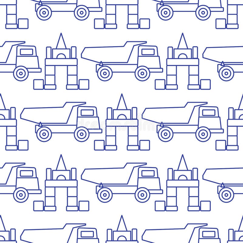 Vector Seamless Pattern Kid Toys Dump Truck Blocks Stock Vector ...