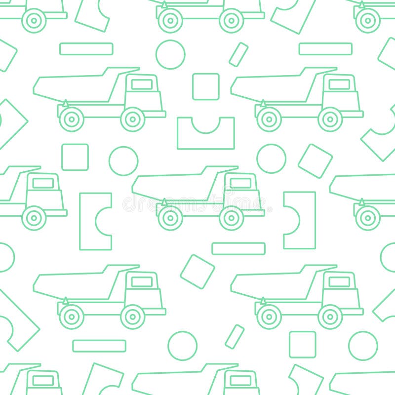 Vector Seamless Pattern Kid Toys Dump Truck Blocks Stock Vector ...