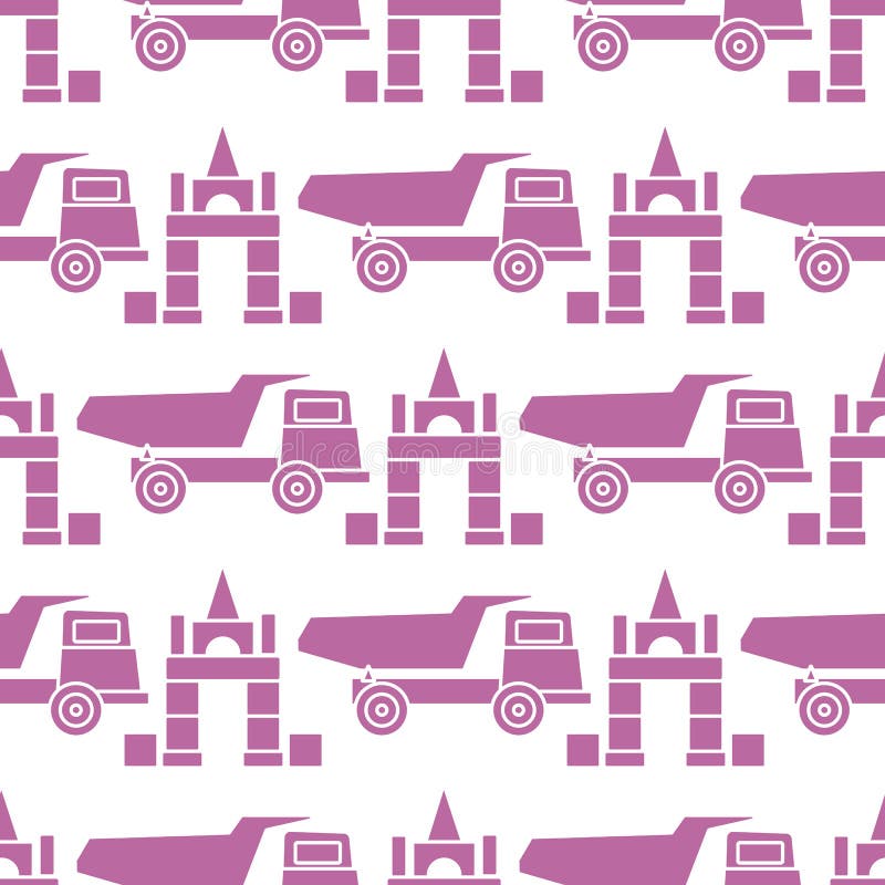 Vector Seamless Pattern Kid Toys Dump Truck Blocks Stock Illustration ...