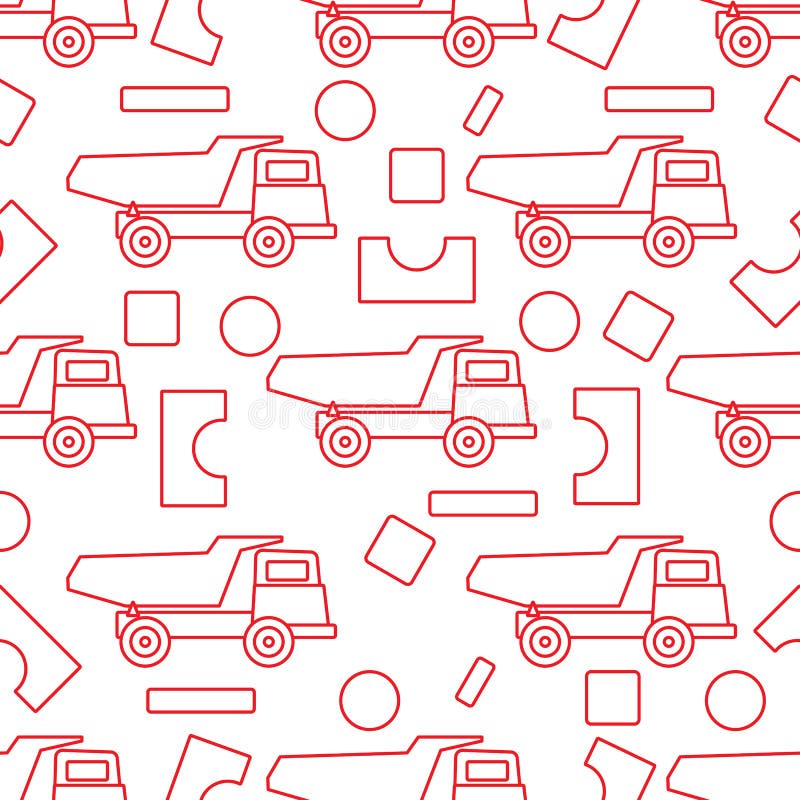 Vector Seamless Pattern Kid Toys Dump Truck Blocks Stock Vector ...