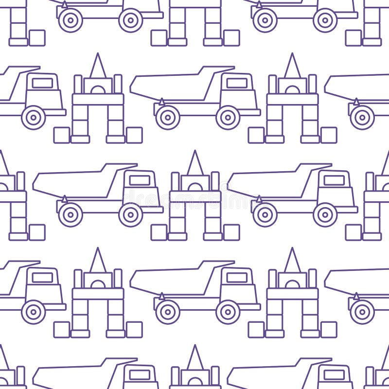 Vector Seamless Pattern Kid Toys Dump Truck Blocks Stock Vector ...