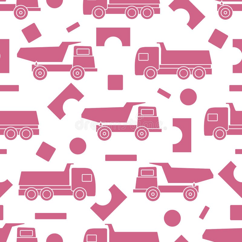 Vector Seamless Pattern Kid Toys Dump Truck Blocks Stock Illustration ...