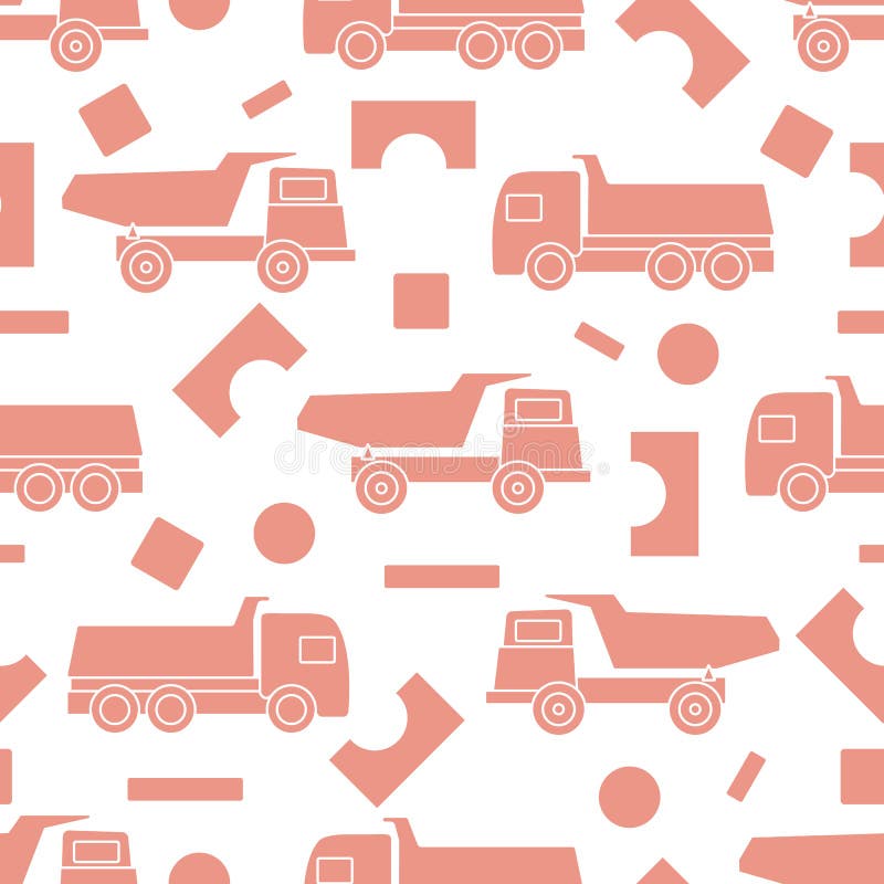 Vector Seamless Pattern Kid Toys Dump Truck Blocks Stock Vector ...