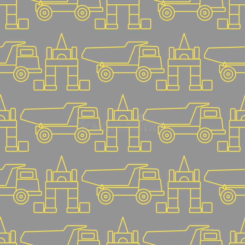 Vector Seamless Pattern Kid Toys Dump Truck Blocks Stock Vector ...