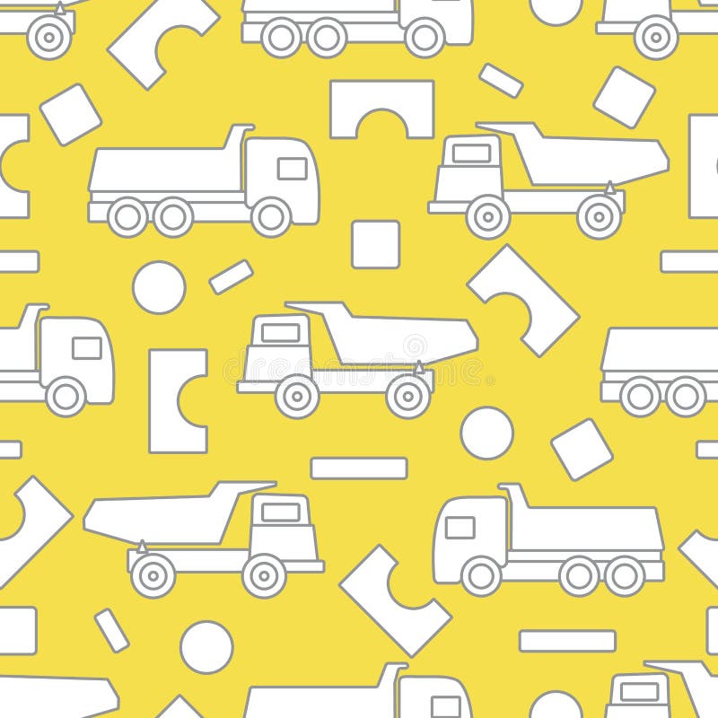 Vector Seamless Pattern Kid Toys Dump Truck Blocks Stock Vector ...