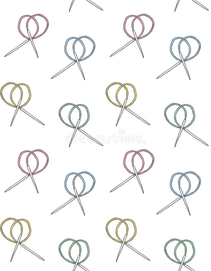 Vector Seamless Pattern of Knitting Needle Stock Vector - Illustration ...