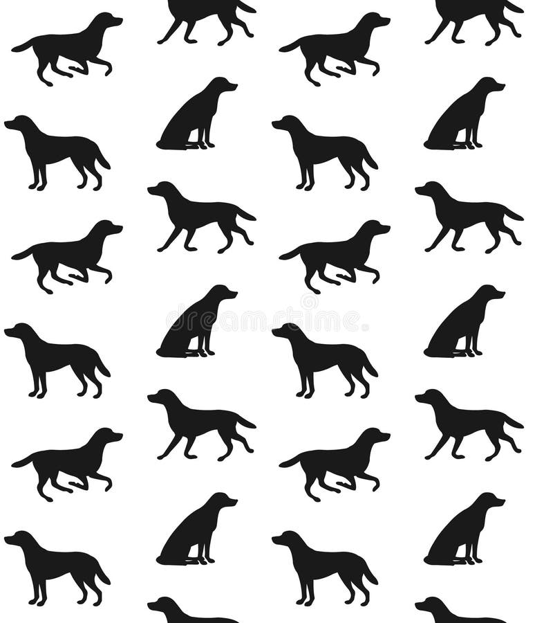 Vector Seamless Pattern of Labrador Dog Silhouette Stock Vector ...
