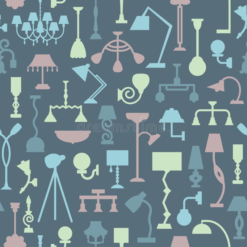 Vector Seamless Pattern with Lamps. Stock Vector - Illustration of ...