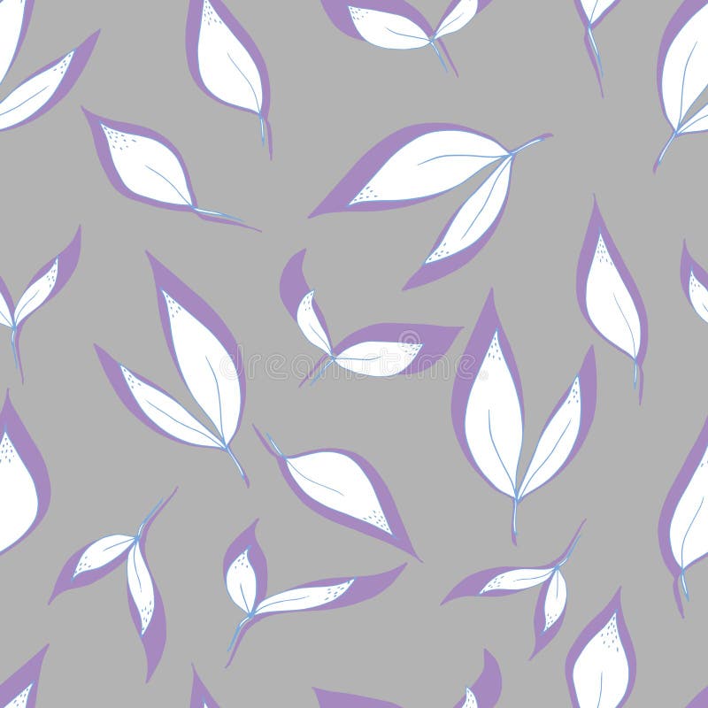 Vector Seamless Pattern of Leaves with Lilac Shadow on Background. for ...