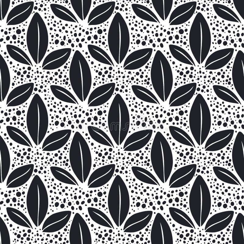 Vector Seamless Pattern with Leaves, Repeatable Minimalistic Background ...