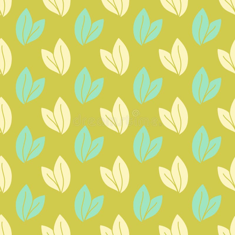 Vector Seamless Pattern with Leaves, Repeatable Minimalistic Background ...