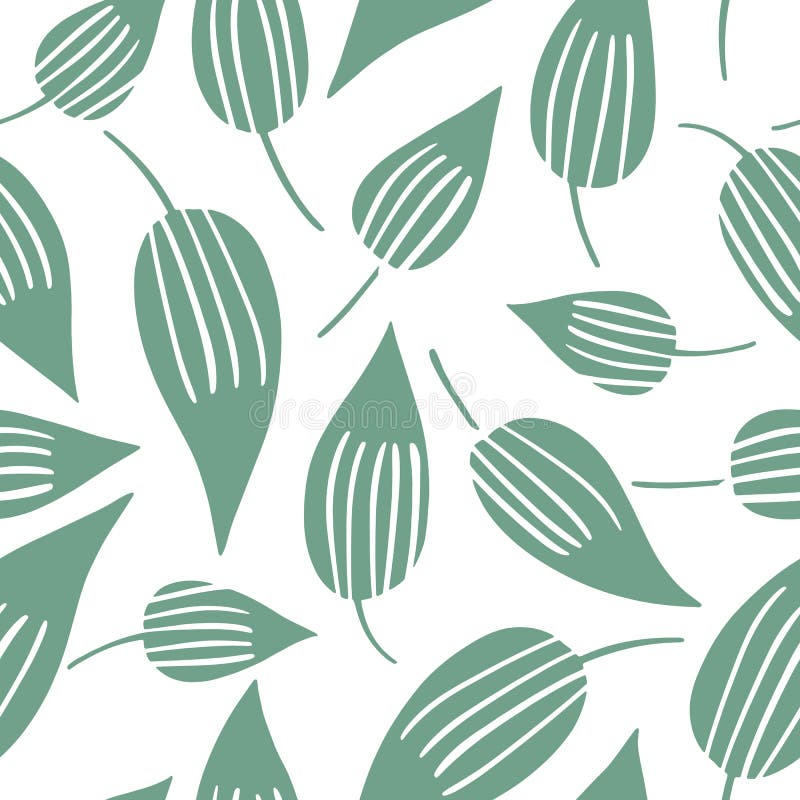 Vector Seamless Pattern with Leaves, Repeatable Minimalistic Background ...