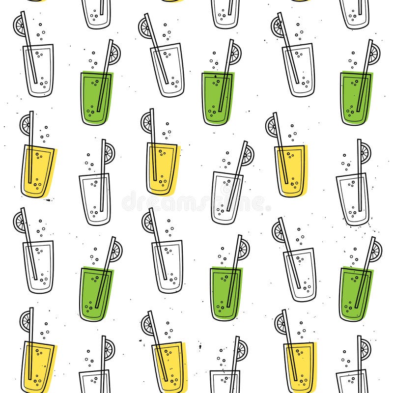 Vector Seamless Pattern with Lemonade. Background for Children`s Menu ...