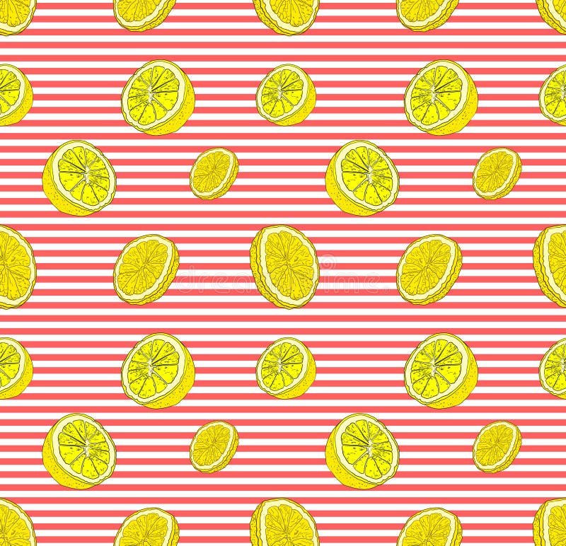 Vector Seamless Pattern with Lemons, Colorful Background Template ...