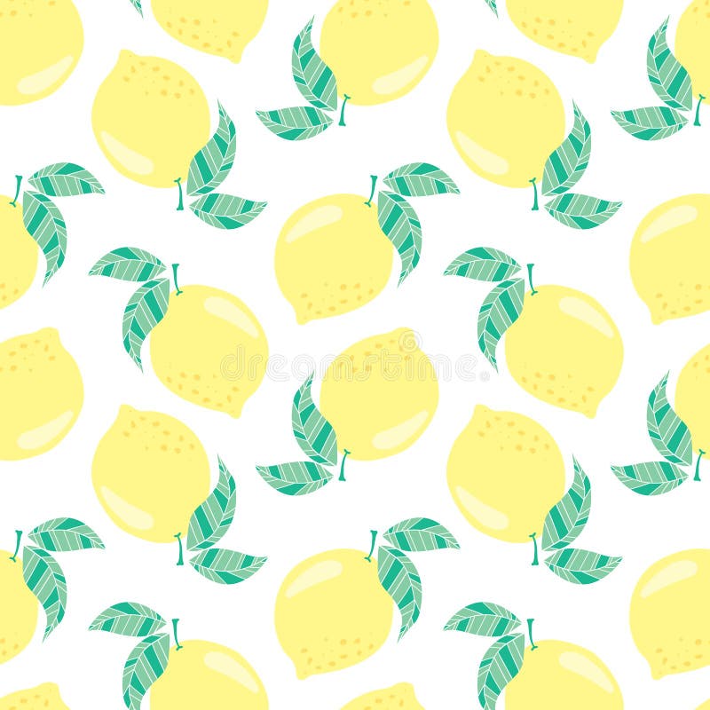 Vector Seamless Pattern with Lemons Stock Illustration - Illustration ...