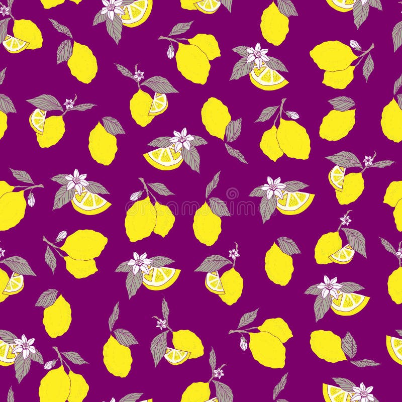 Vector Seamless Pattern Lemons and Sliced Lemons on a Pink Background ...