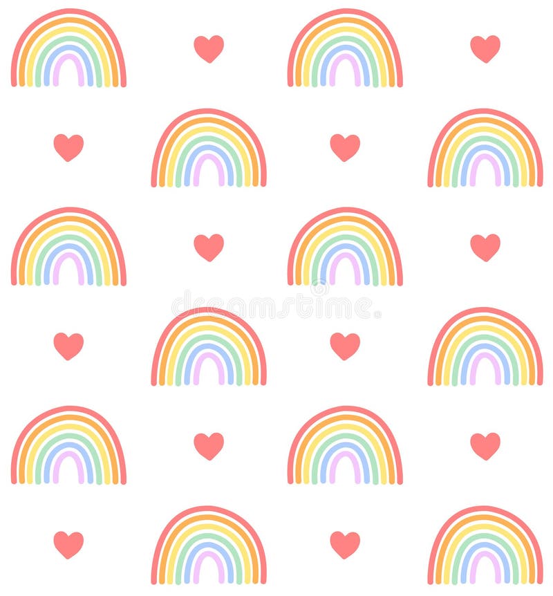 Vector Seamless Pattern of Lgbt Rainbow and Heart Stock Vector ...