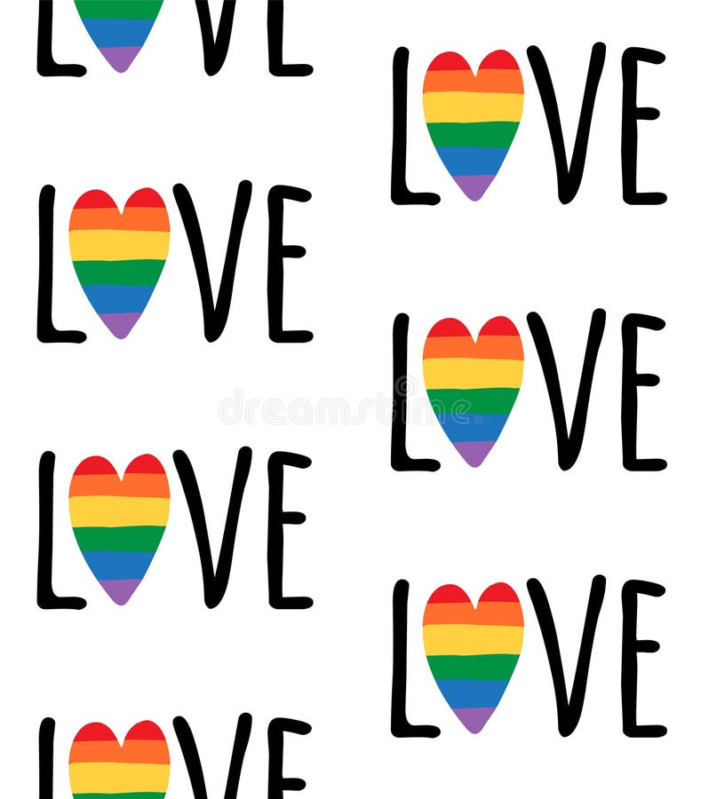 Vector Seamless Pattern of Lgbt Rainbow Love Stock Illustration ...