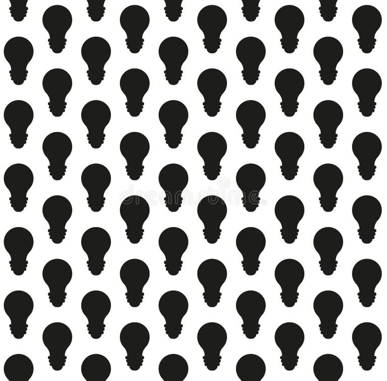 Vector Seamless Pattern of Light Bulb Silhouette Stock Illustration ...