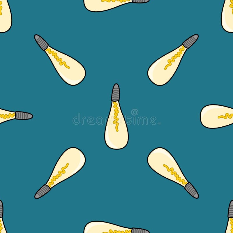 Vector Seamless Pattern with Light Bulbs on a Green Background in the ...