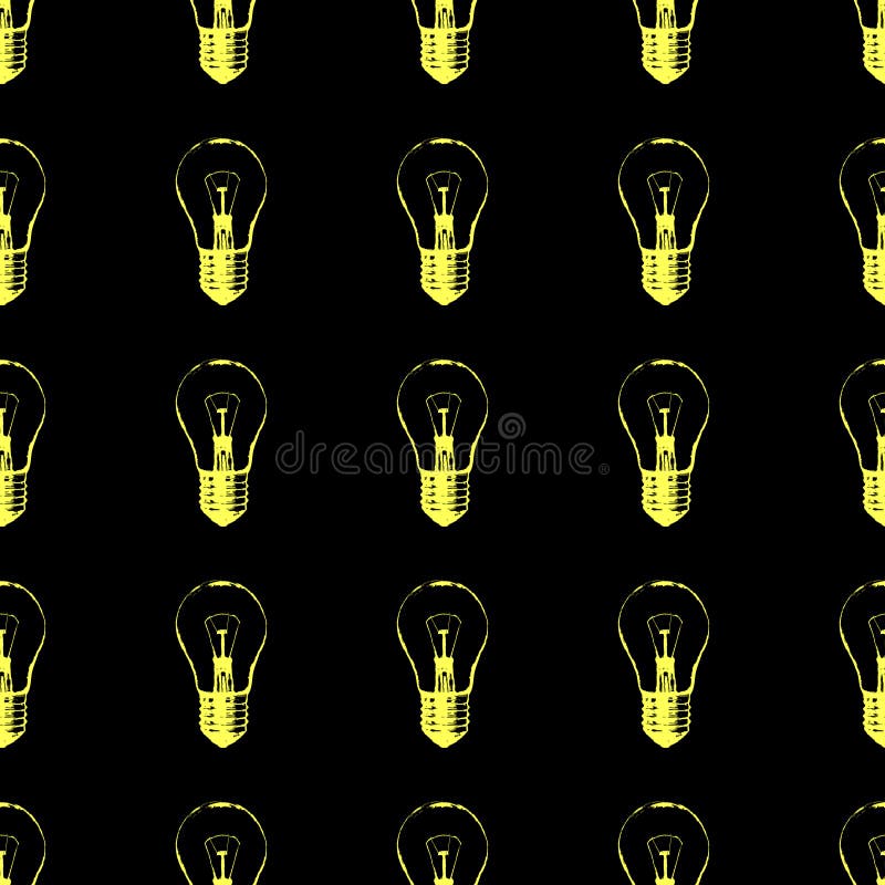 Vector Seamless Pattern with Light Bulbs. Modern Hipster Sketch Style ...