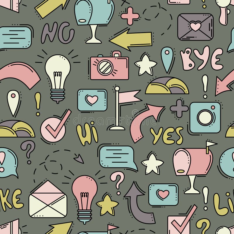 Vector Seamless Pattern with Social Media Icons Stock Vector ...