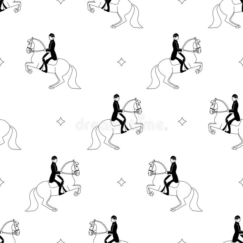 Vector Seamless Pattern with Rider and Horse Stock Vector ...