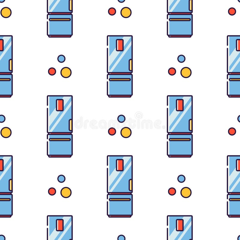 Vector Seamless Pattern in Linear Style. Kitchen Electric Appliances ...