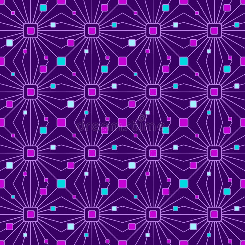 Vector Seamless Pattern with Lines and Squares, Rays and Glares. Retro ...