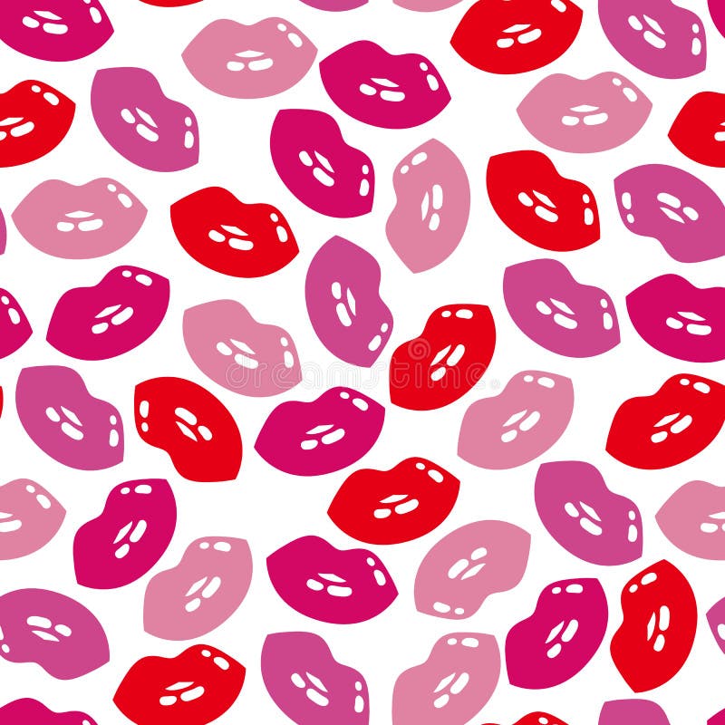 Vector Seamless Pattern of Lips Background Stock Vector - Illustration ...