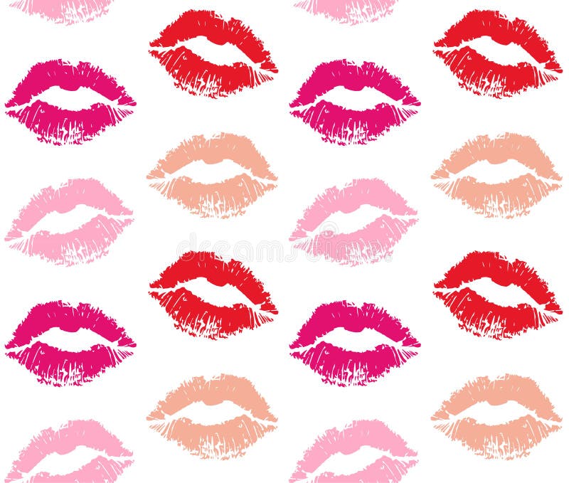 Vector Seamless Pattern of Lipstick Lips Kiss Stock Vector ...